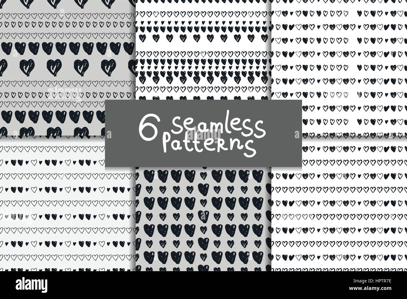 Doodle seamless pattern set with hearts Stock Vector Image & Art - Alamy