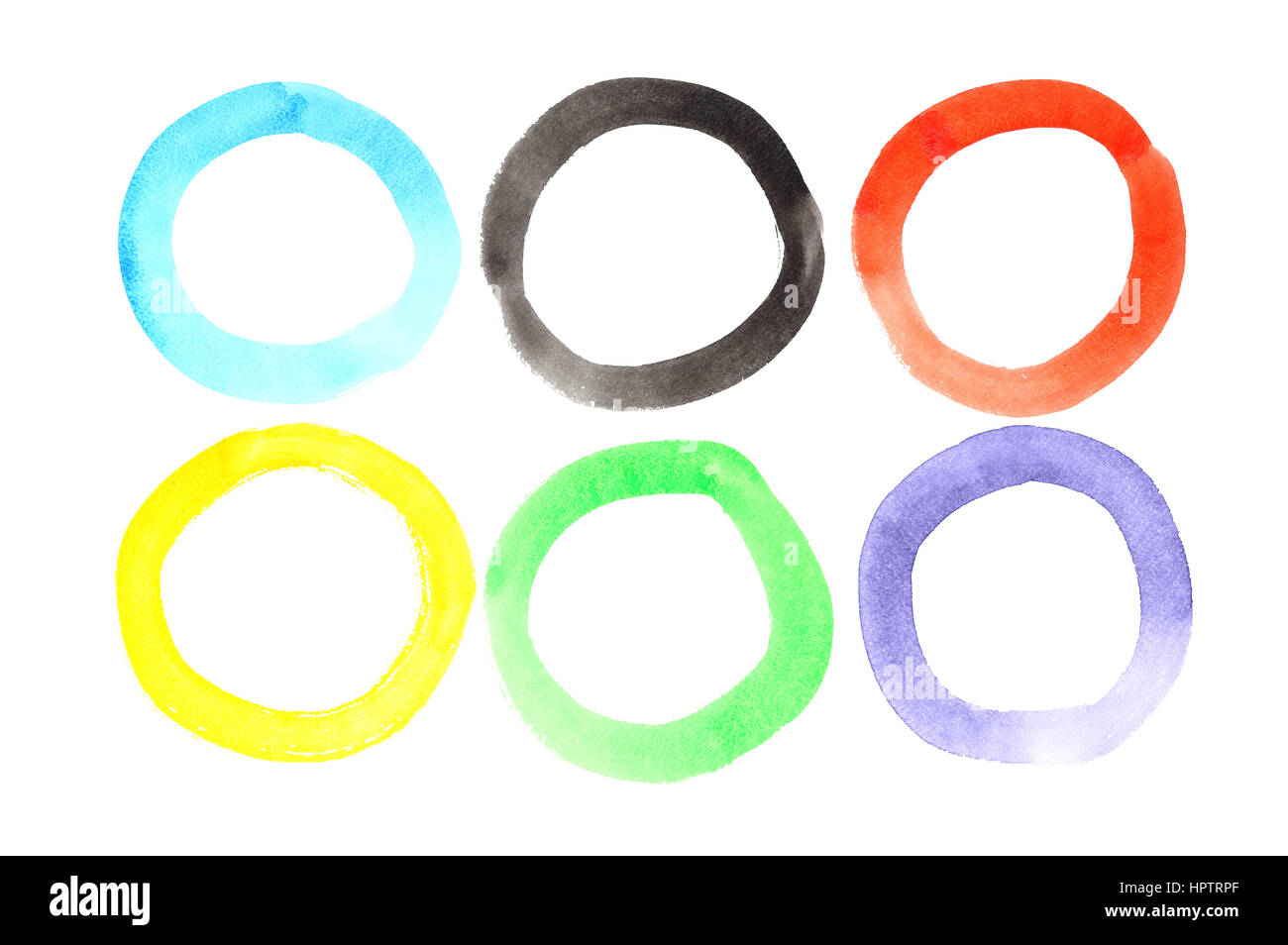 Watercolor rings of different colors isolated on white Stock Photo - Alamy