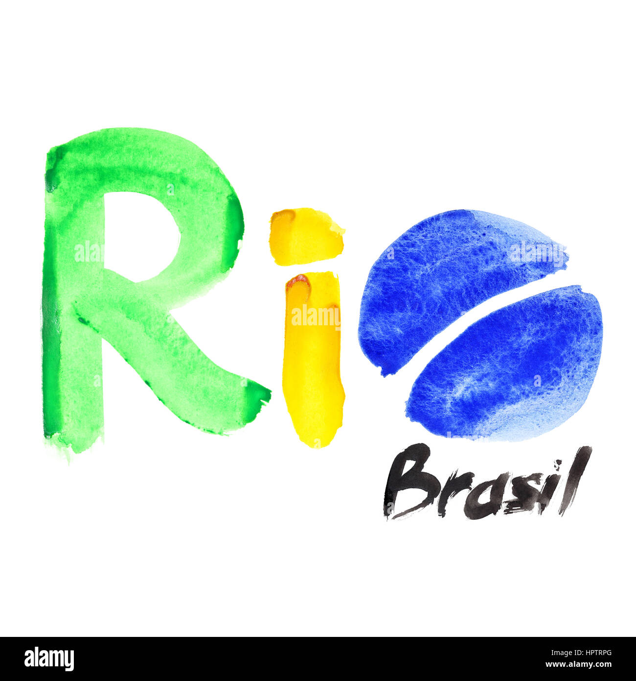 Rio, Brazil - watercolor text isolated on white Stock Photo - Alamy