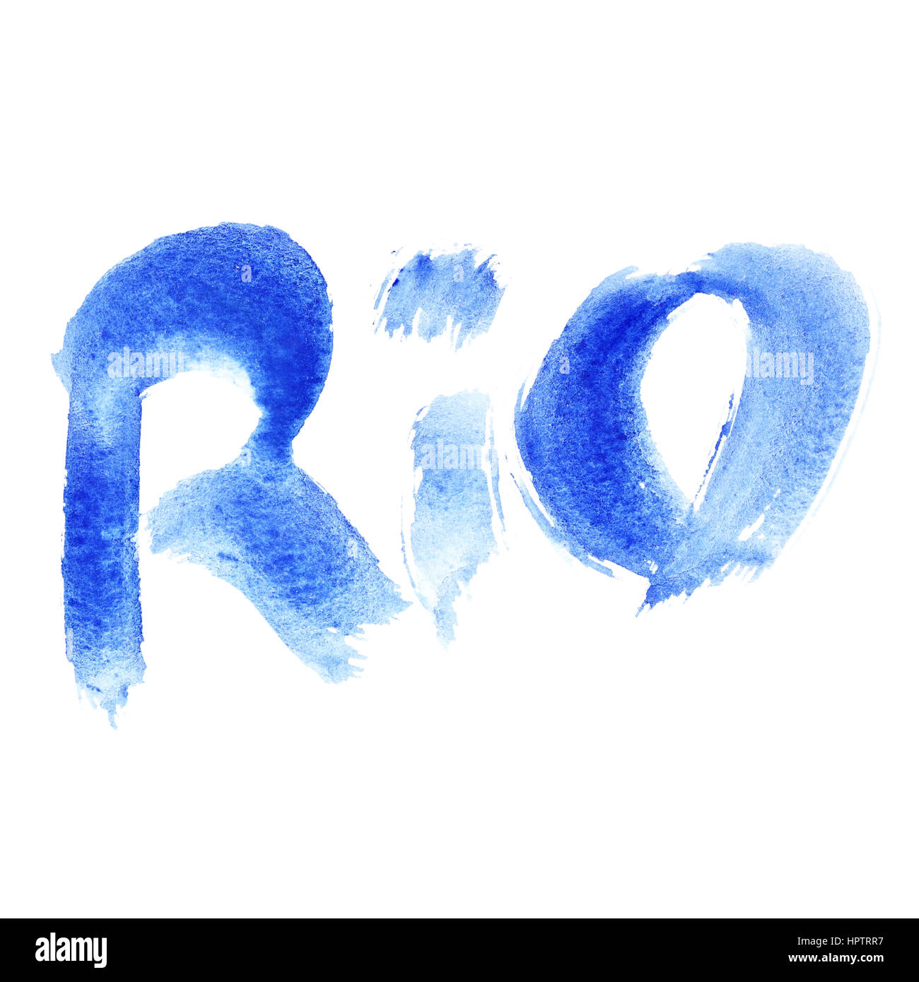 Watercolor word Rio isolated on white background Stock Photo - Alamy