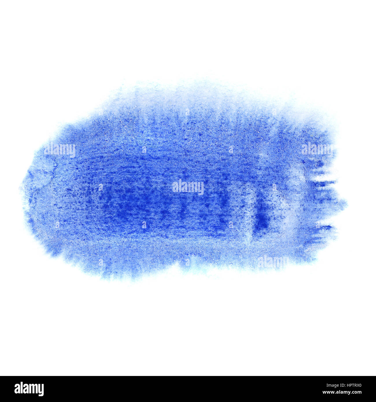 Short blue brush stroke isolated on the white background - space for ...