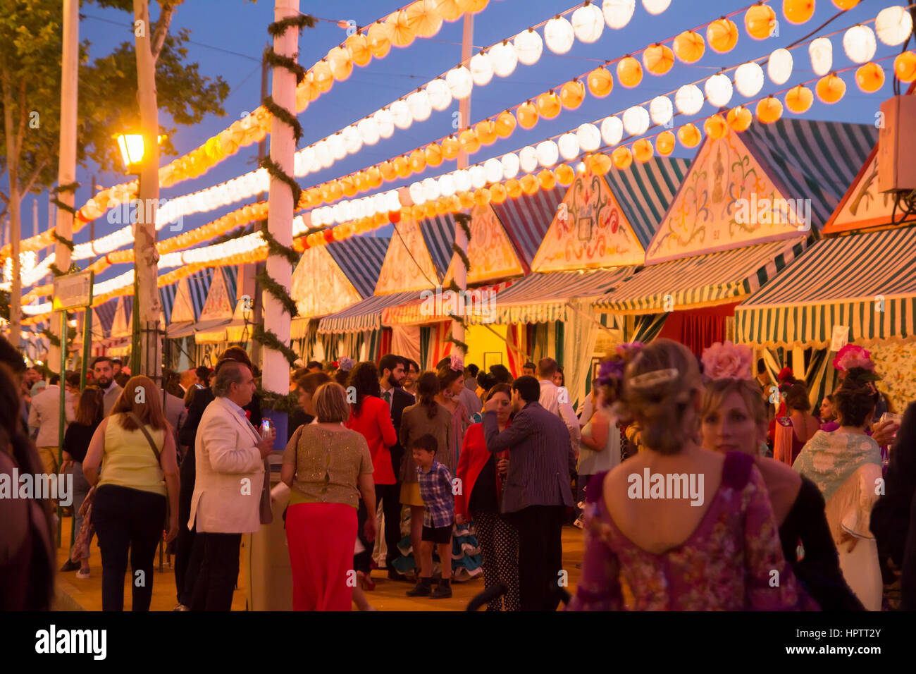 SEVILLE, SPAIN - APR, 25: people celebrating at the Seville's April ...
