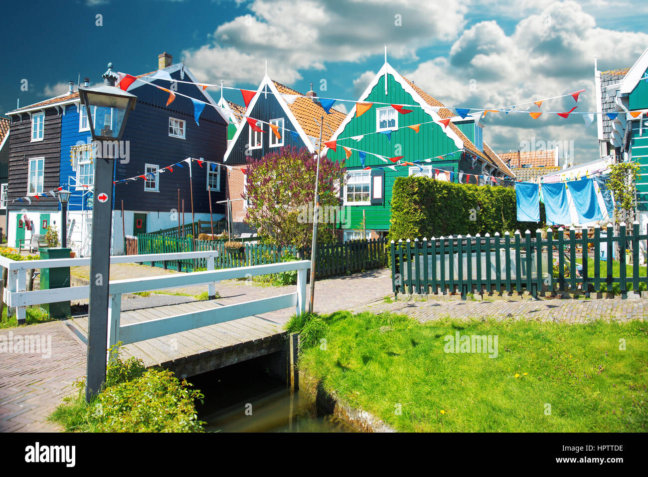 Traditional houses in Holland town Volendam, Netherlands Stock Photo ...