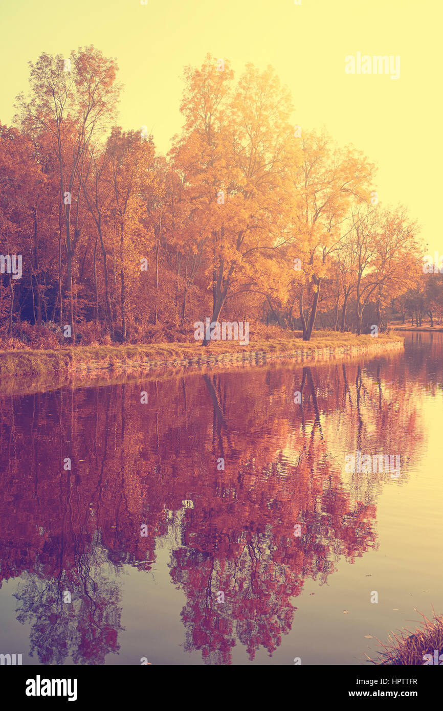 Beautiful autumn forest and lake Stock Photo - Alamy