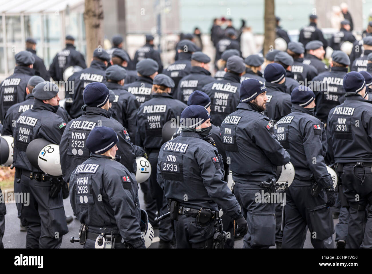 German riot police unit during a demonstration in Dortmund, Germany ...
