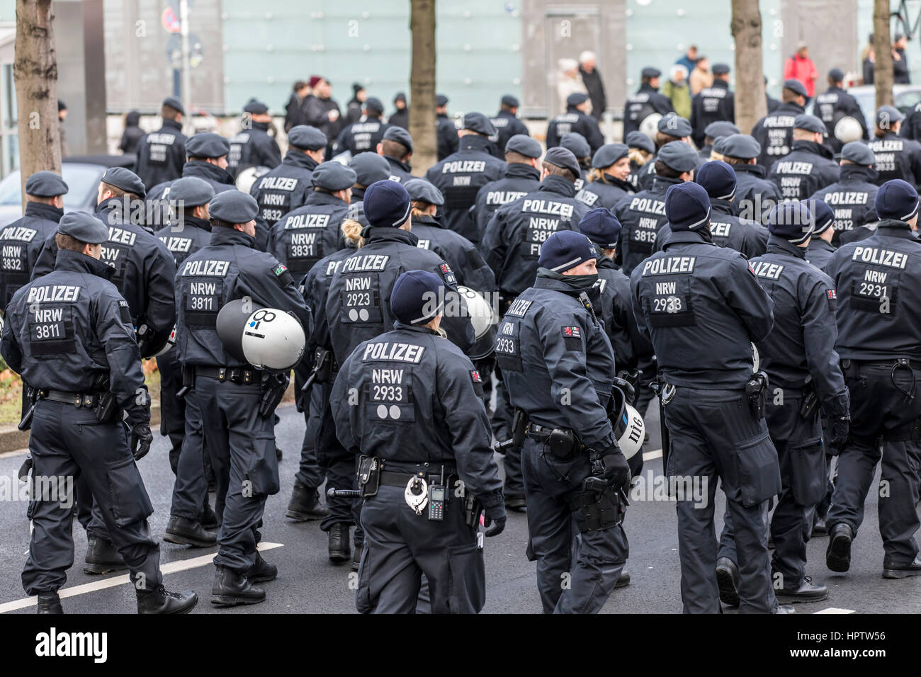 German riot police unit during a demonstration in Dortmund, Germany ...