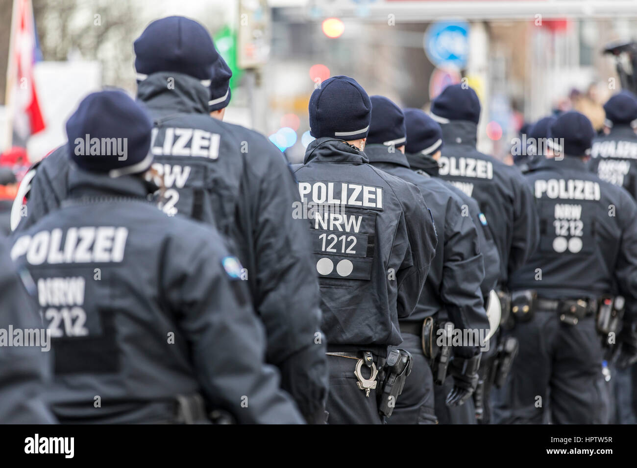 German riot police unit during a demonstration in Dortmund, Germany ...