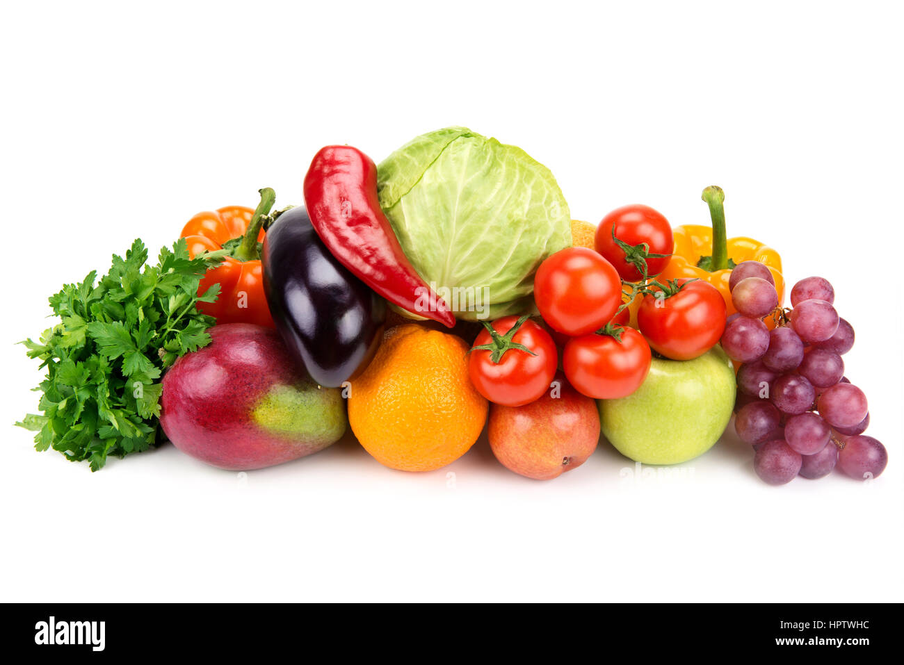 set of fruits and vegetables isolated on white background Stock Photo ...