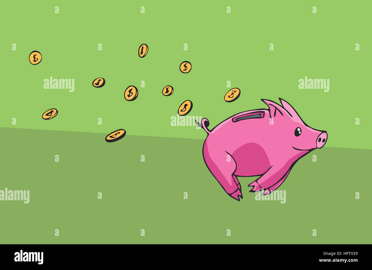 Piggy bank running away lossing his coins Stock Vector Image & Art - Alamy