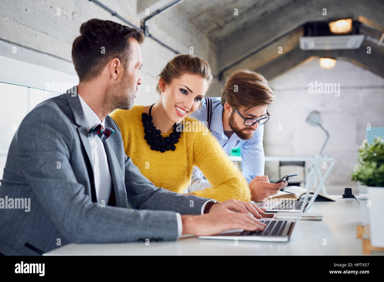 Group of business people working together at creative agency Stock ...