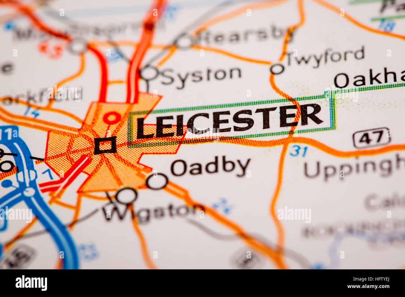 Map of leicester, england hi-res stock photography and images - Alamy