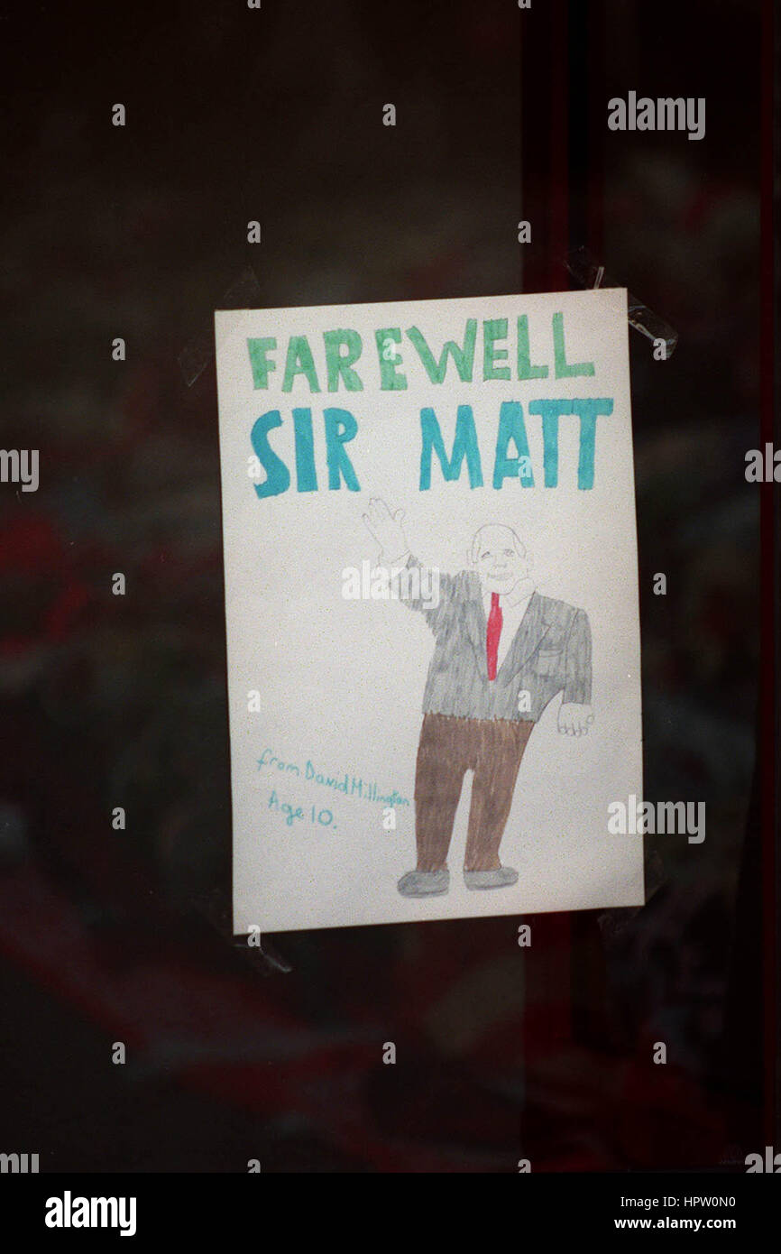 TRIBUTE TO SIR MATT BUSBY MANCHESTER UNITED FC 06 February 1998 Stock ...