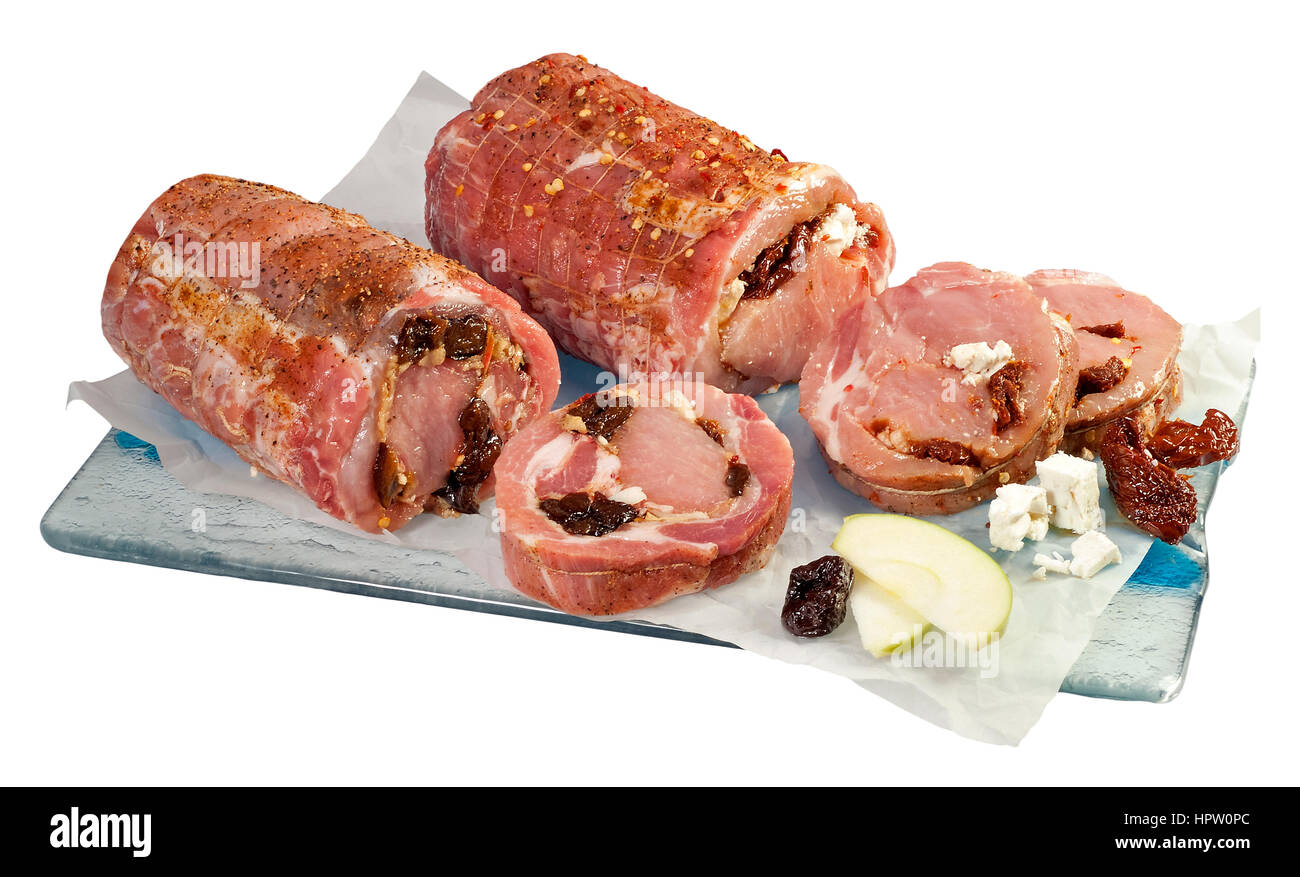 Stuffed Raw Meat Rolls Stock Photo - Alamy