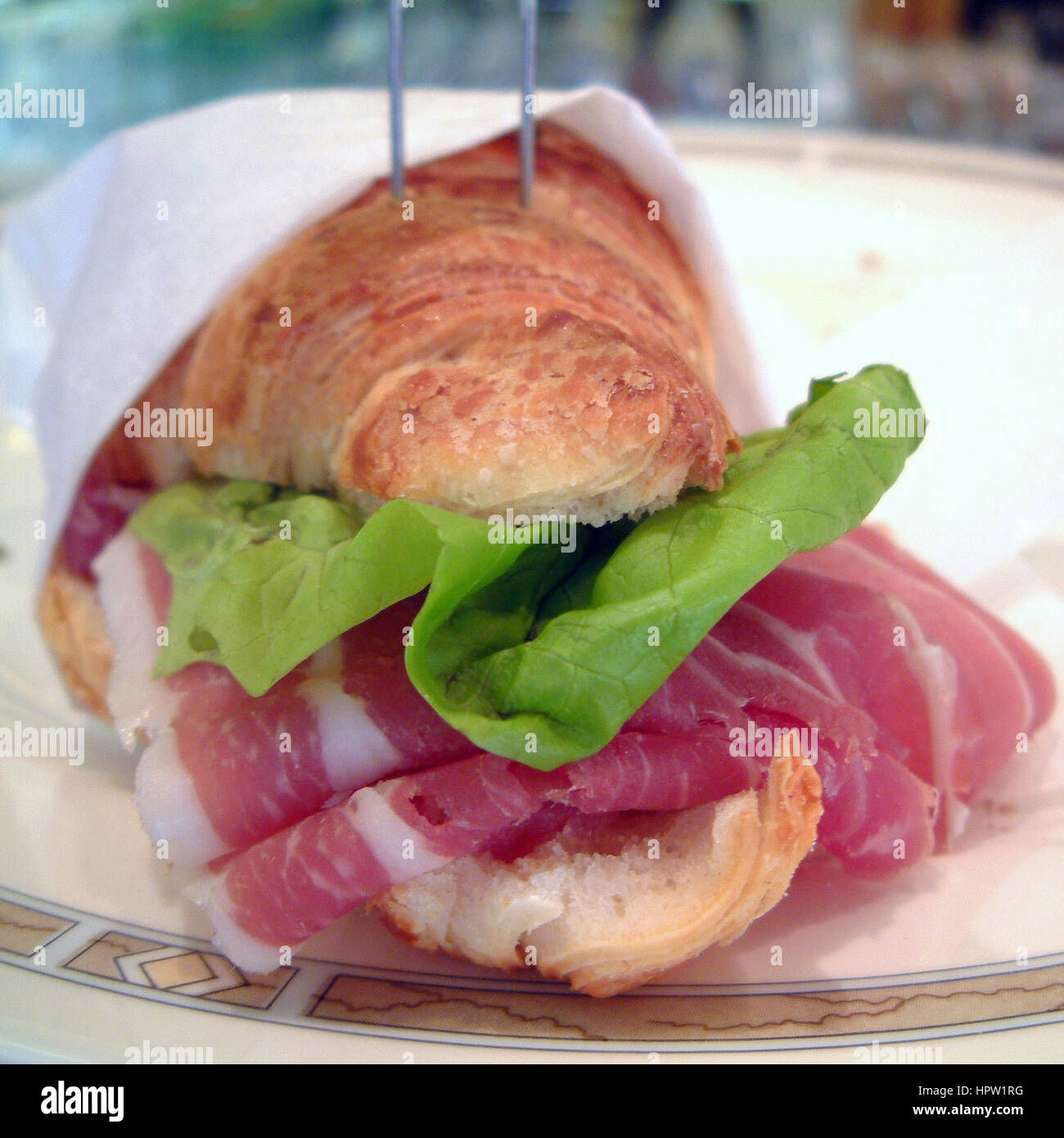 croissant with italian prosciutto Stock Photo - Alamy