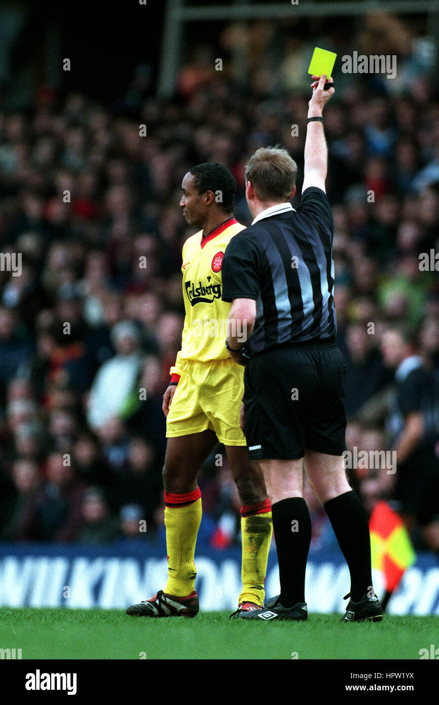PAUL INCE GETS YELLOW CARD ASTON VILLA V LIVERPOOL FC 04 March 1998 ...