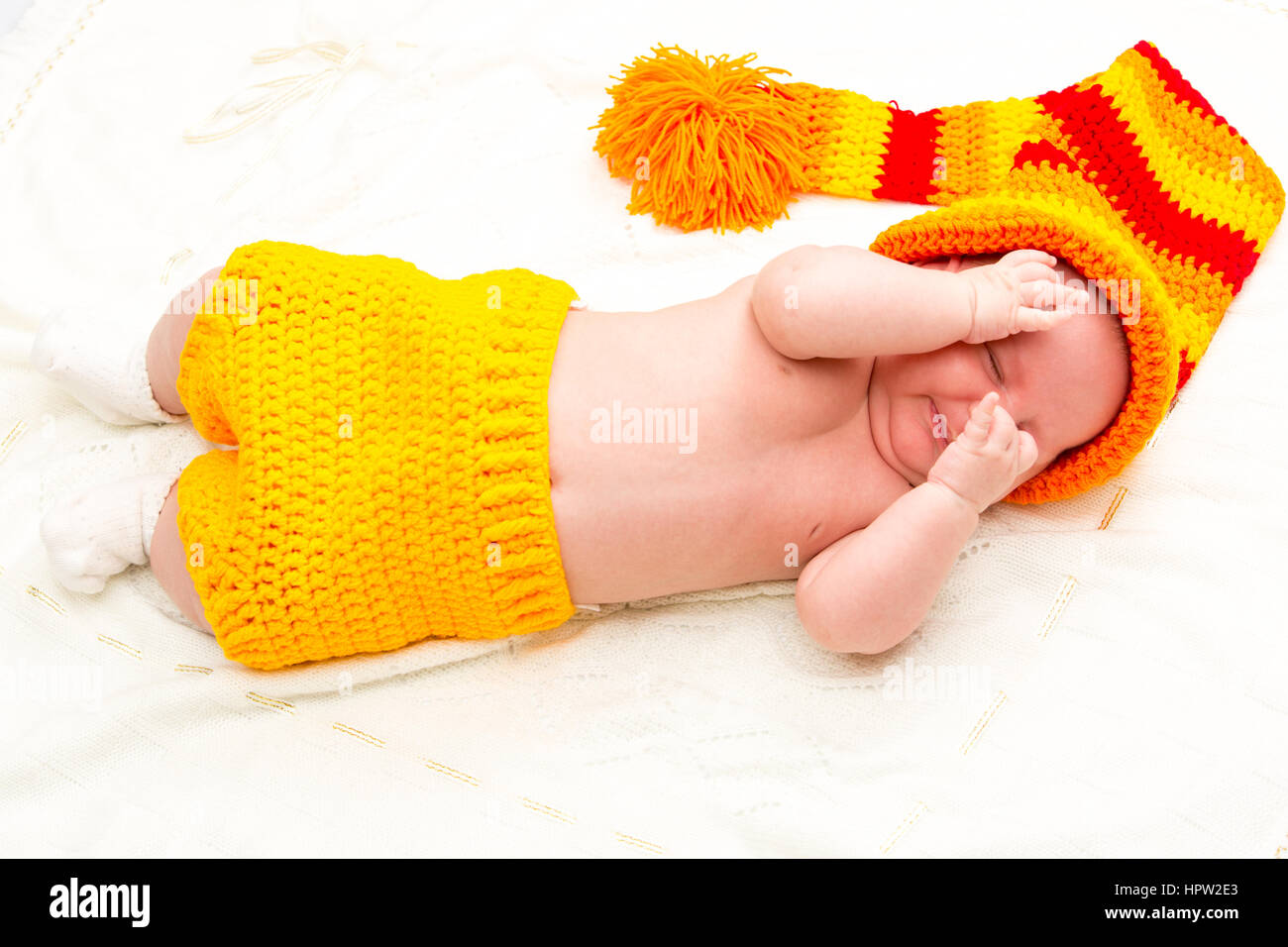 A cute newborn baby girl sleeping. Sweet little baby portrait. Use the ...