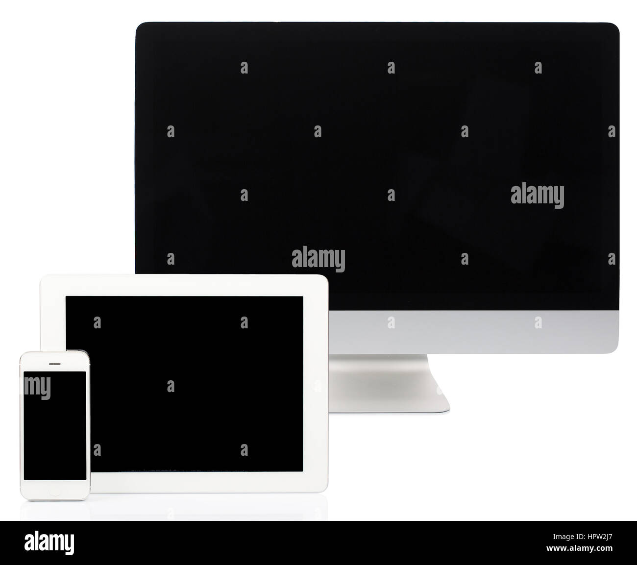 Computer, Tablet and Smartphone on White Background Stock Photo - Alamy