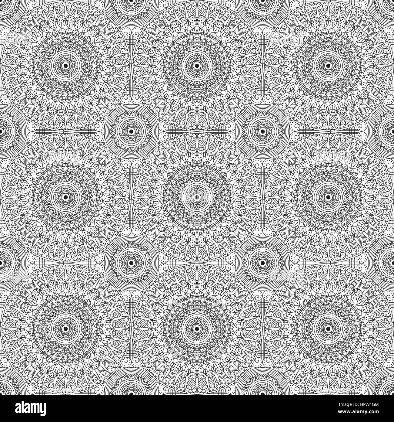 Vector pattern seamless. Black-white ethnic ornament. Arabesque style ...