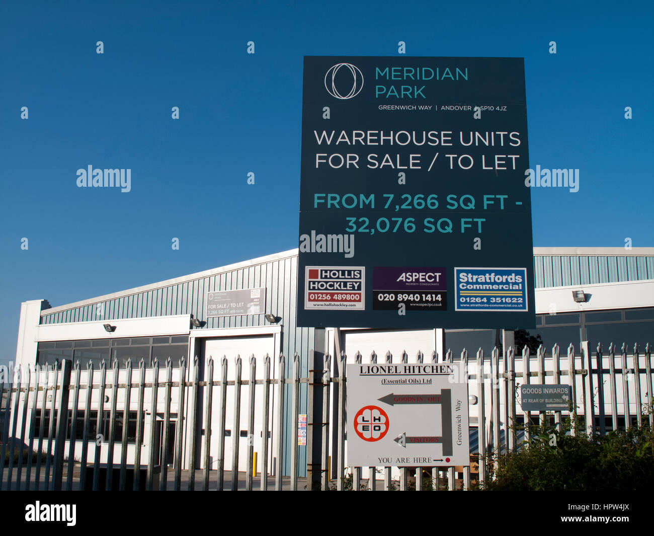 Commercial warehouse units for sale or to let advertising sign Stock ...