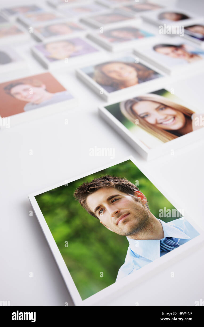 Portraits of a group of people, young business man on foreground Stock ...