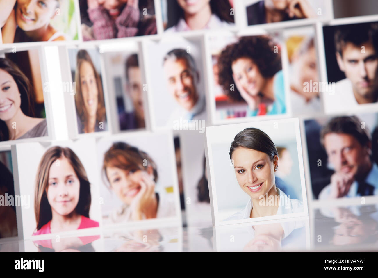 Social network concept. Portraits of a group of people smiling Stock ...