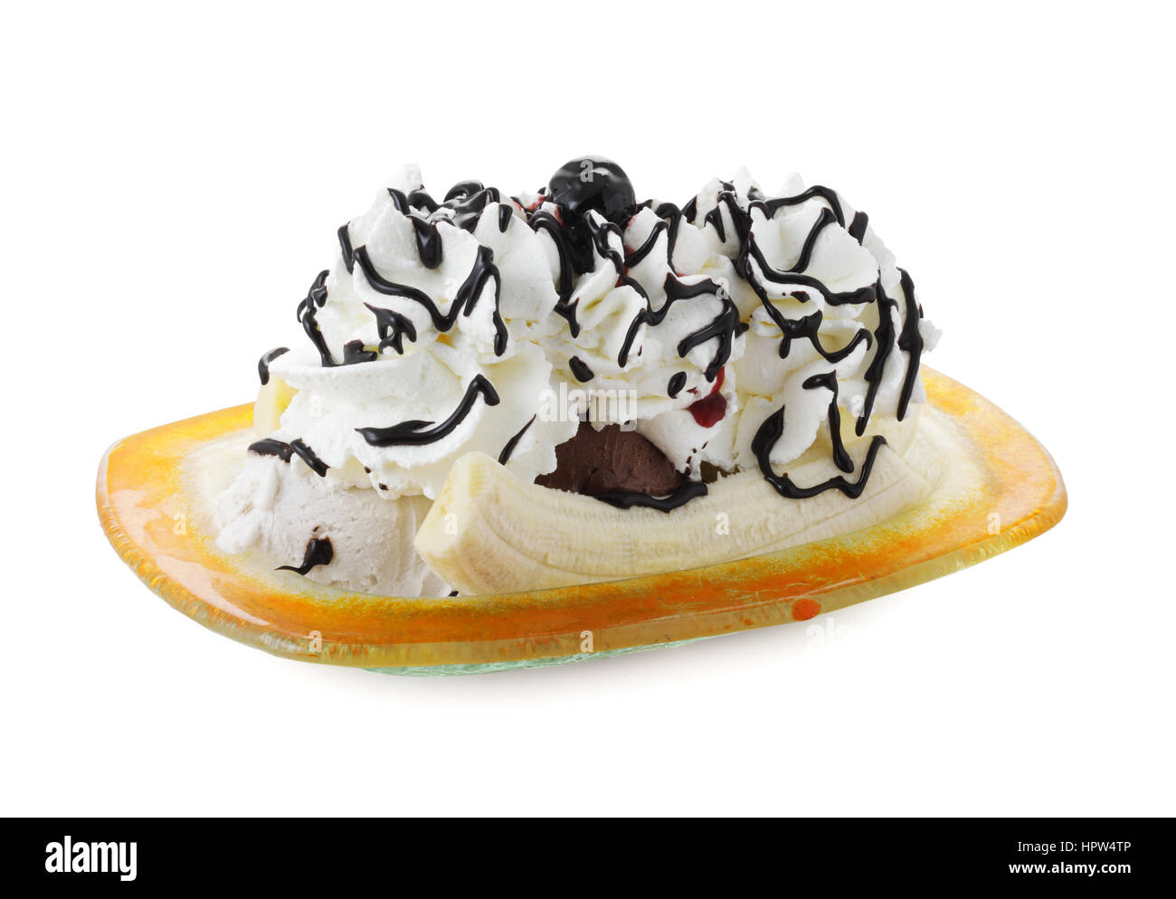 Ice-cream sundae on a white background Stock Photo - Alamy