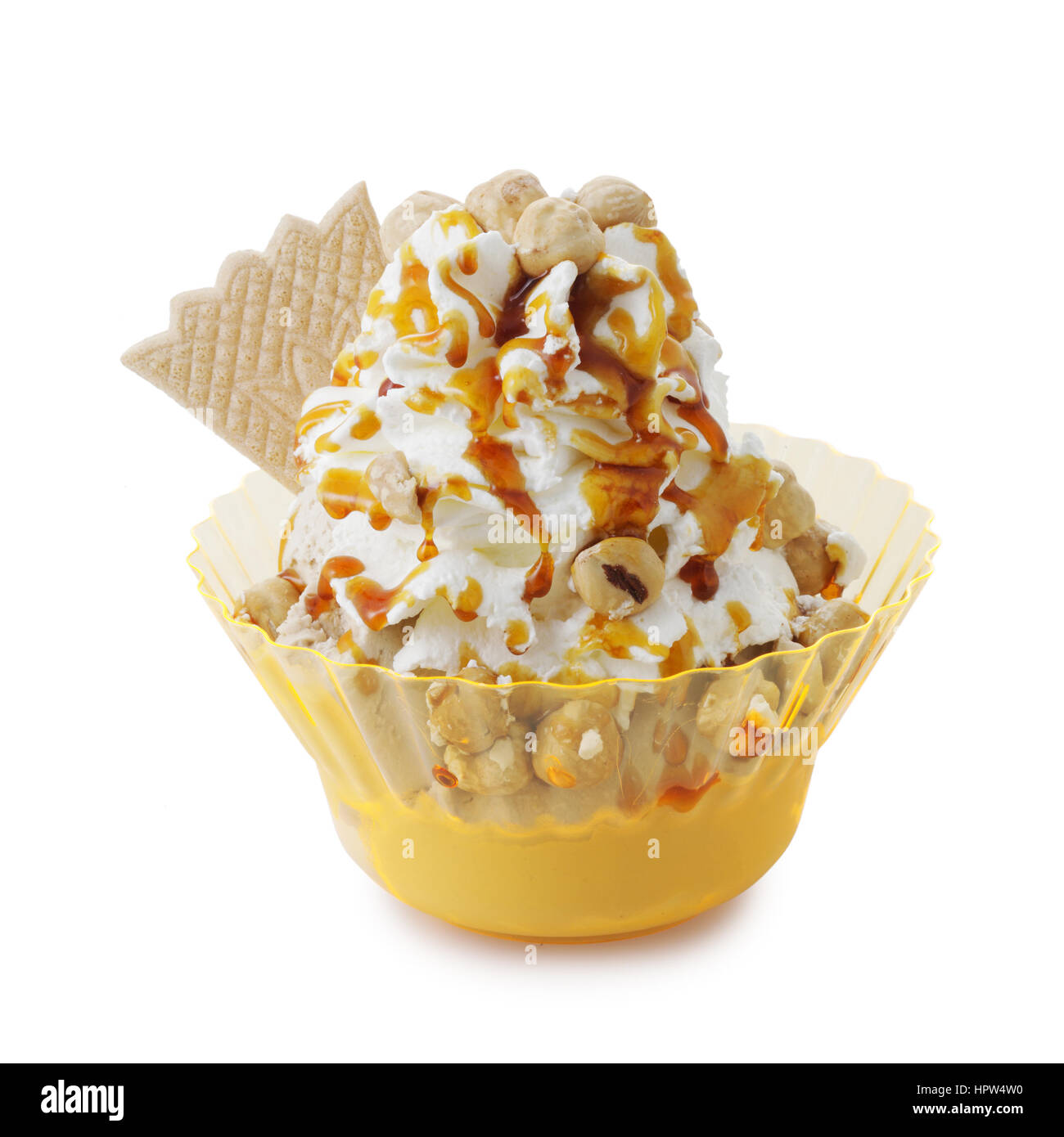 Ice-cream sundae on a white background Stock Photo - Alamy
