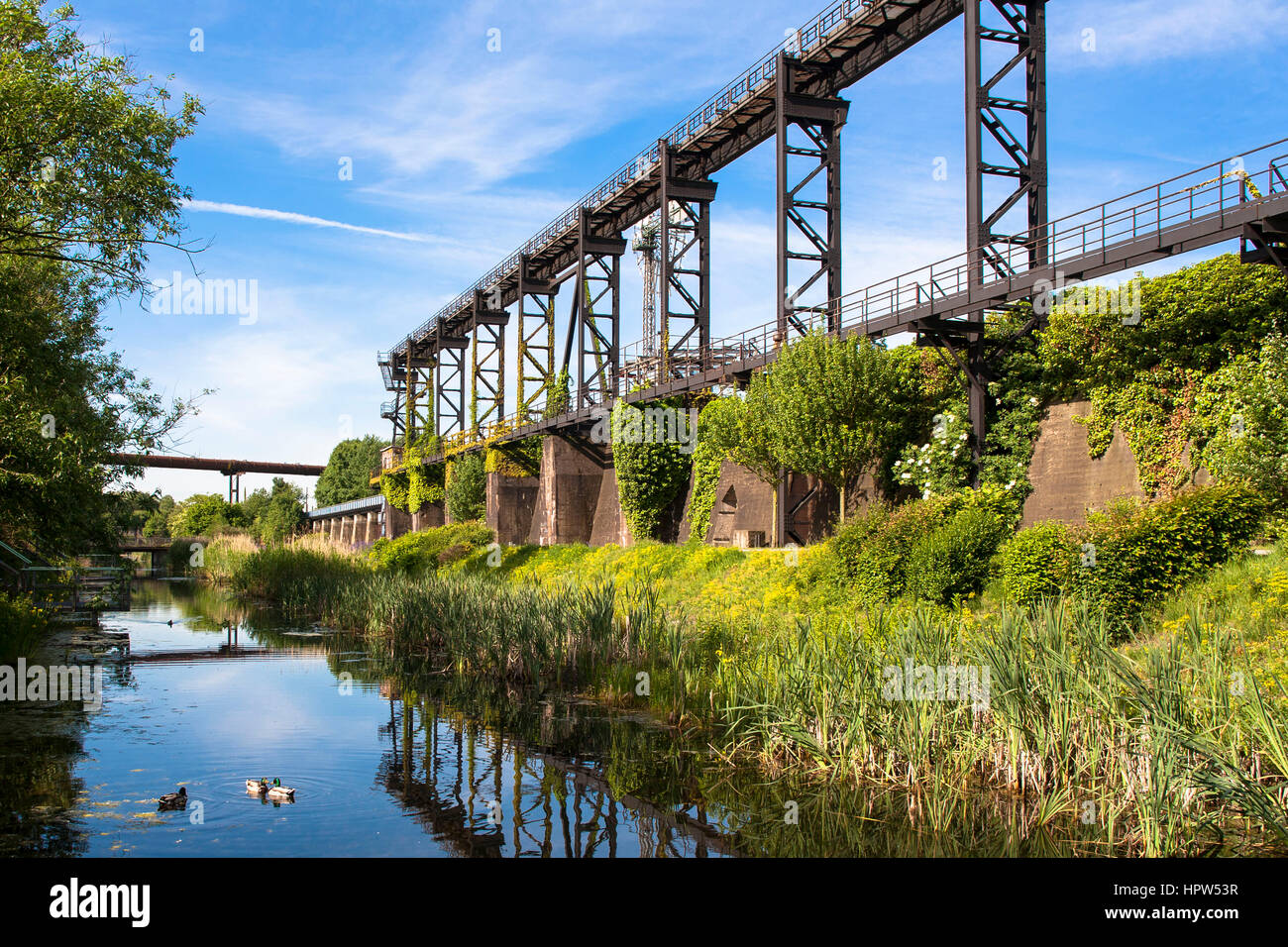 Europe, Germany, Duisburg, the renaturated river Emscher at the ...