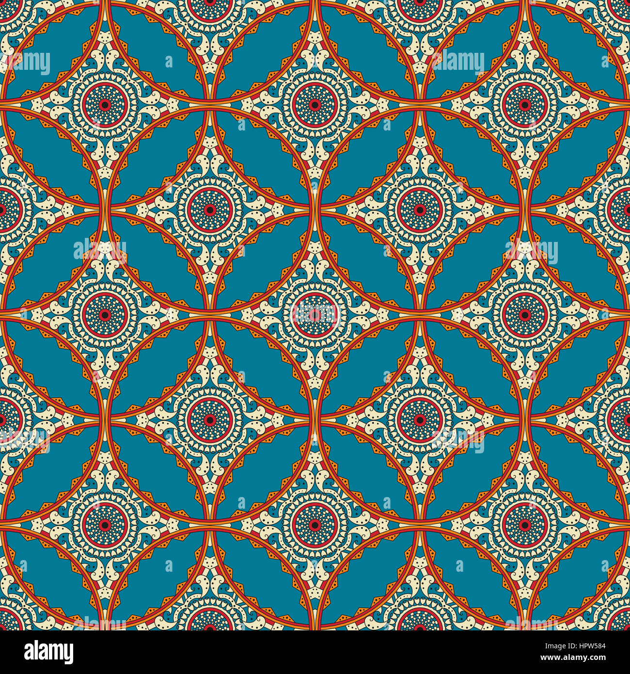 Vector seamless pattern. Colorful ethnic ornament. Arabesque style ...