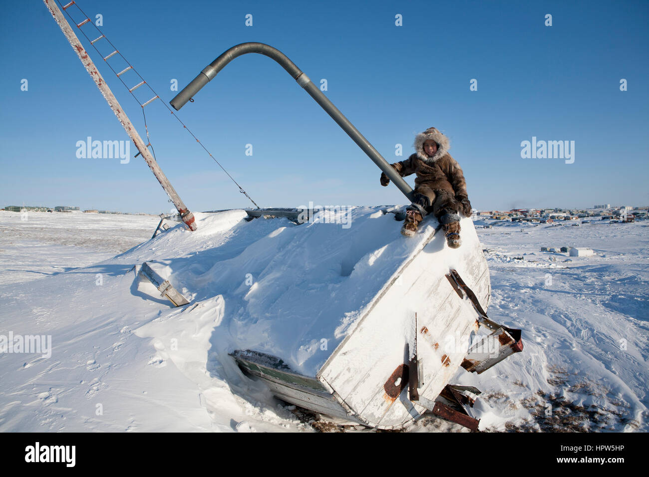 Inuit boy on the North Pole Stock Photo - Alamy