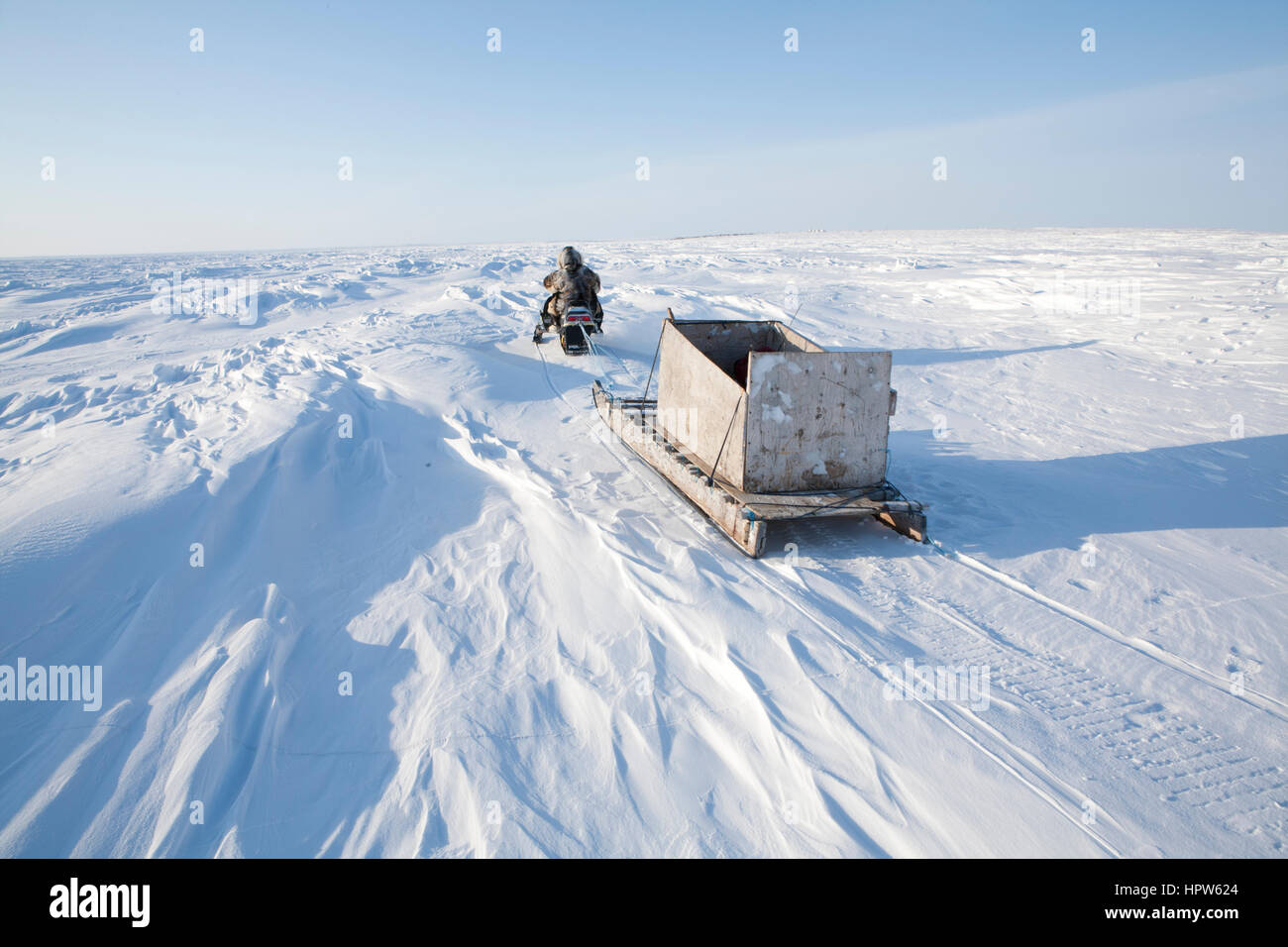 snow scooter at the north pole Stock Photo - Alamy