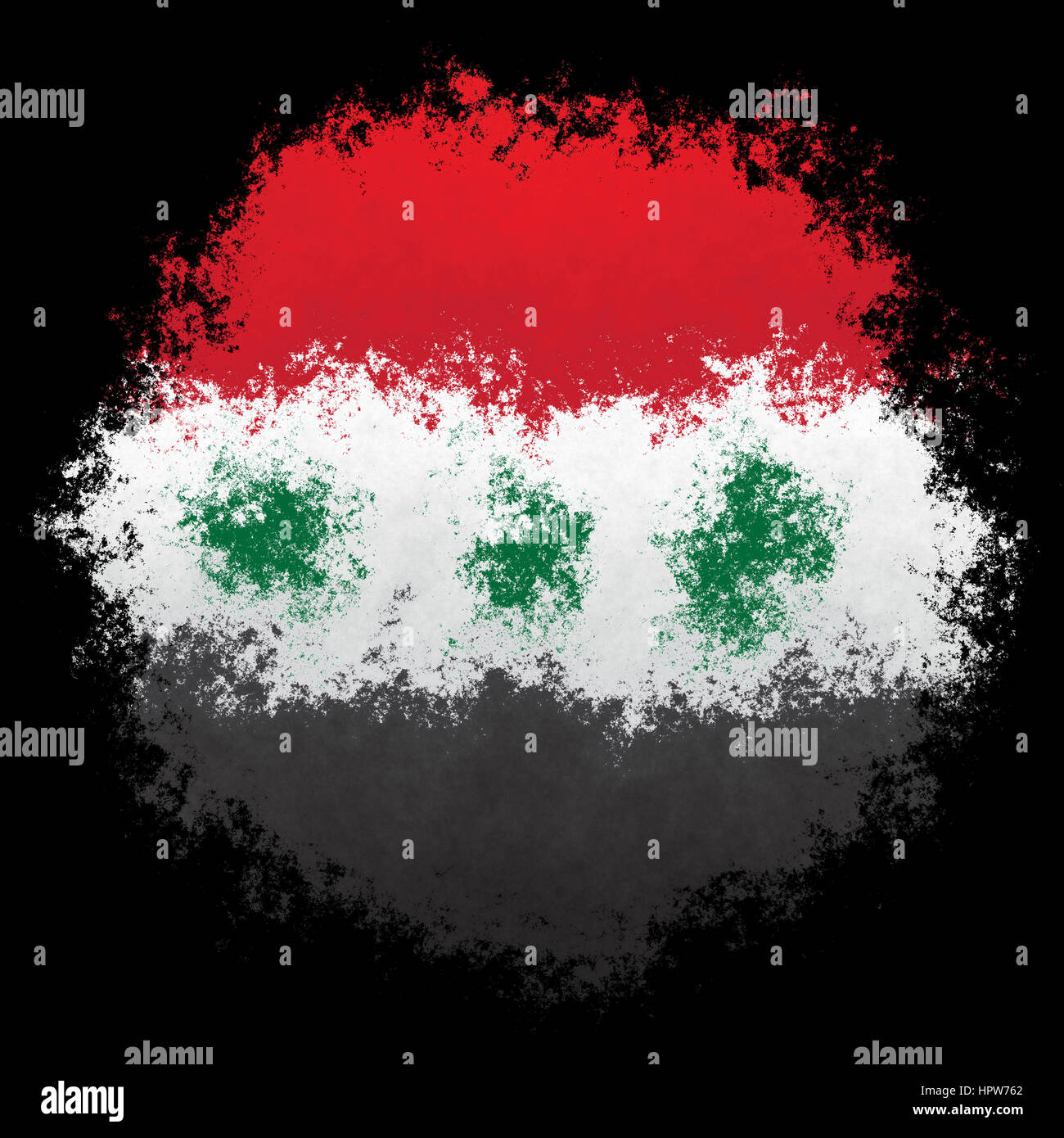 Color spray stylized flag of Iraq on black background Stock Photo - Alamy