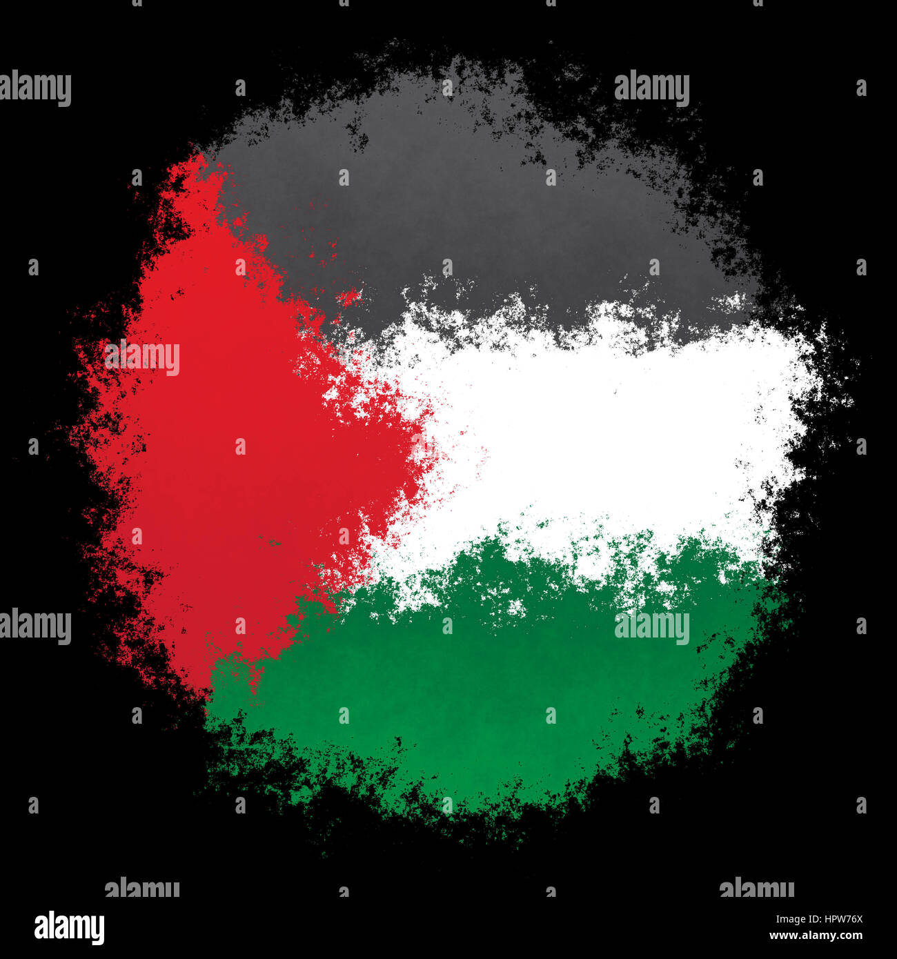 Color spray stylized flag of Palestine on black background Stock Photo ...