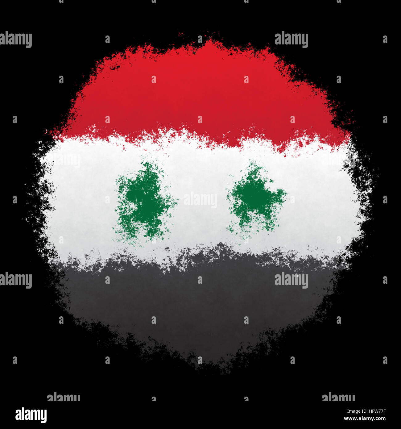 Color spray stylized flag of Syria on black background Stock Photo - Alamy