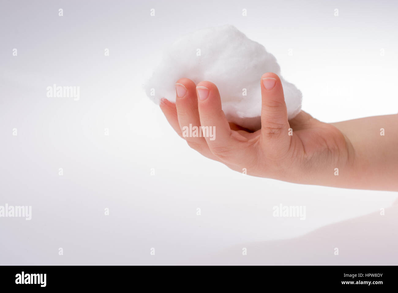Hand holding some cotton in hand on a white background Stock Photo - Alamy