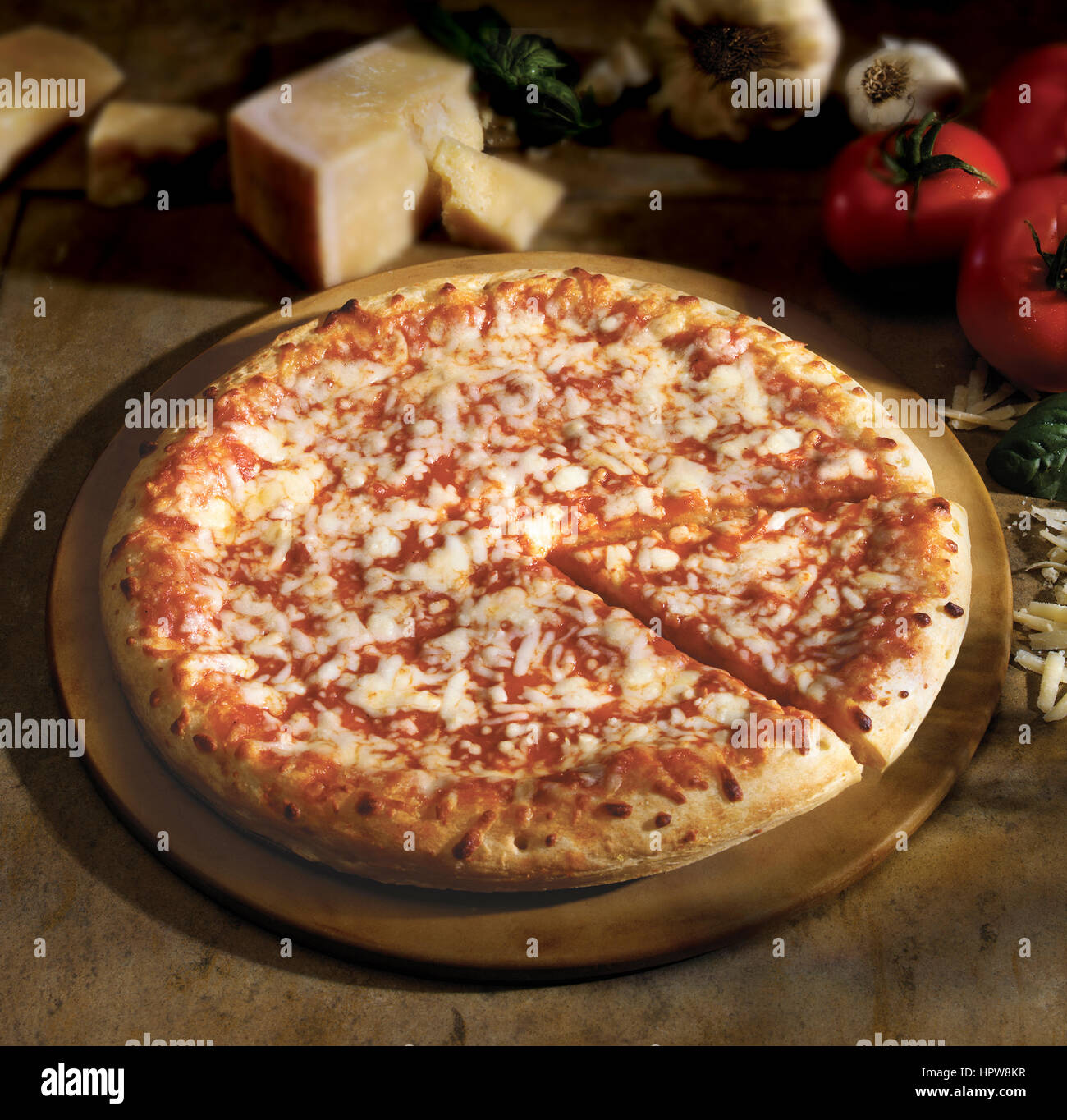 Cheese Pizza on background Stock Photo - Alamy
