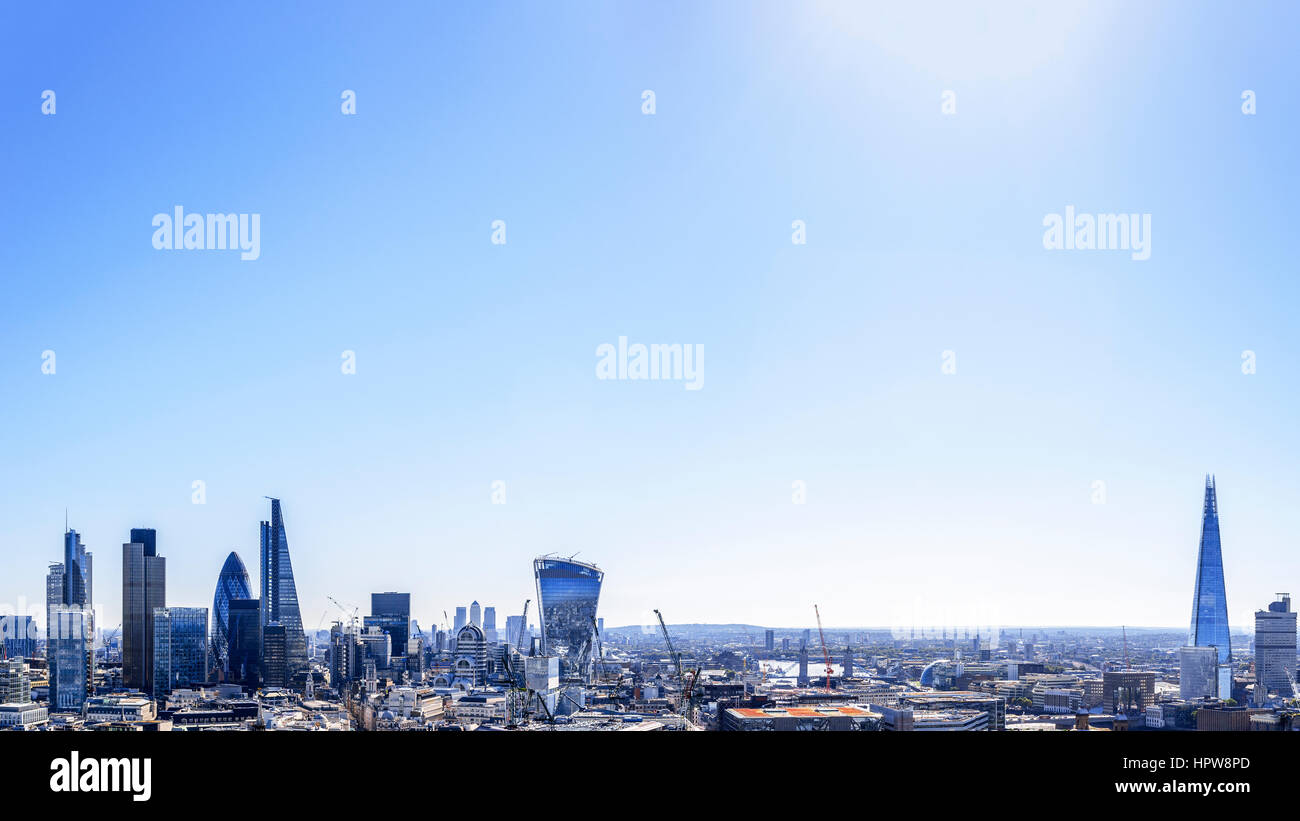 UK, London, Aerial city panorama with view of the Shard, Tower Bridge ...