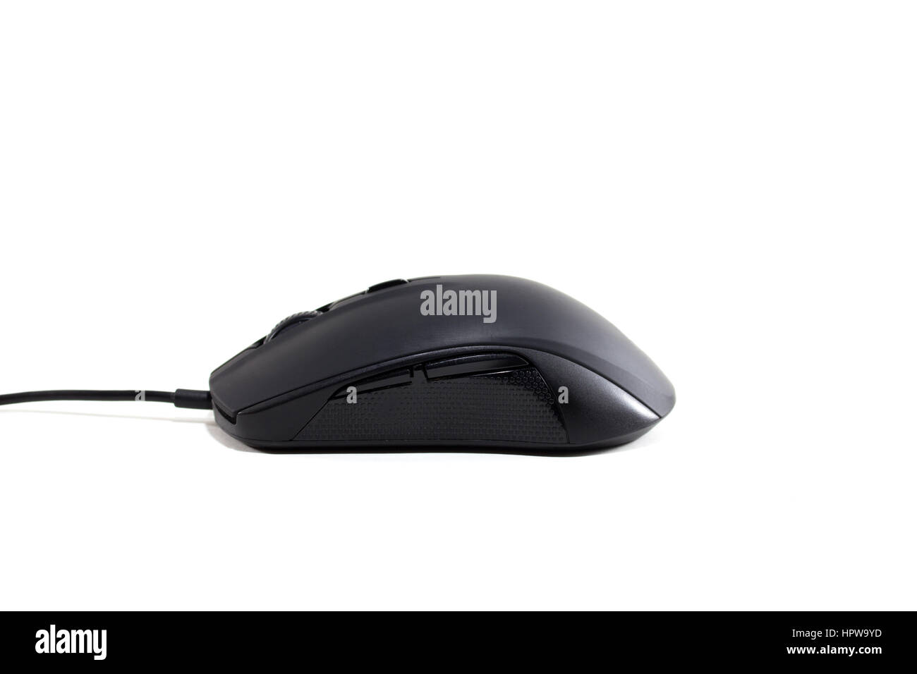 Black computer mouse isolated on white background Stock Photo - Alamy