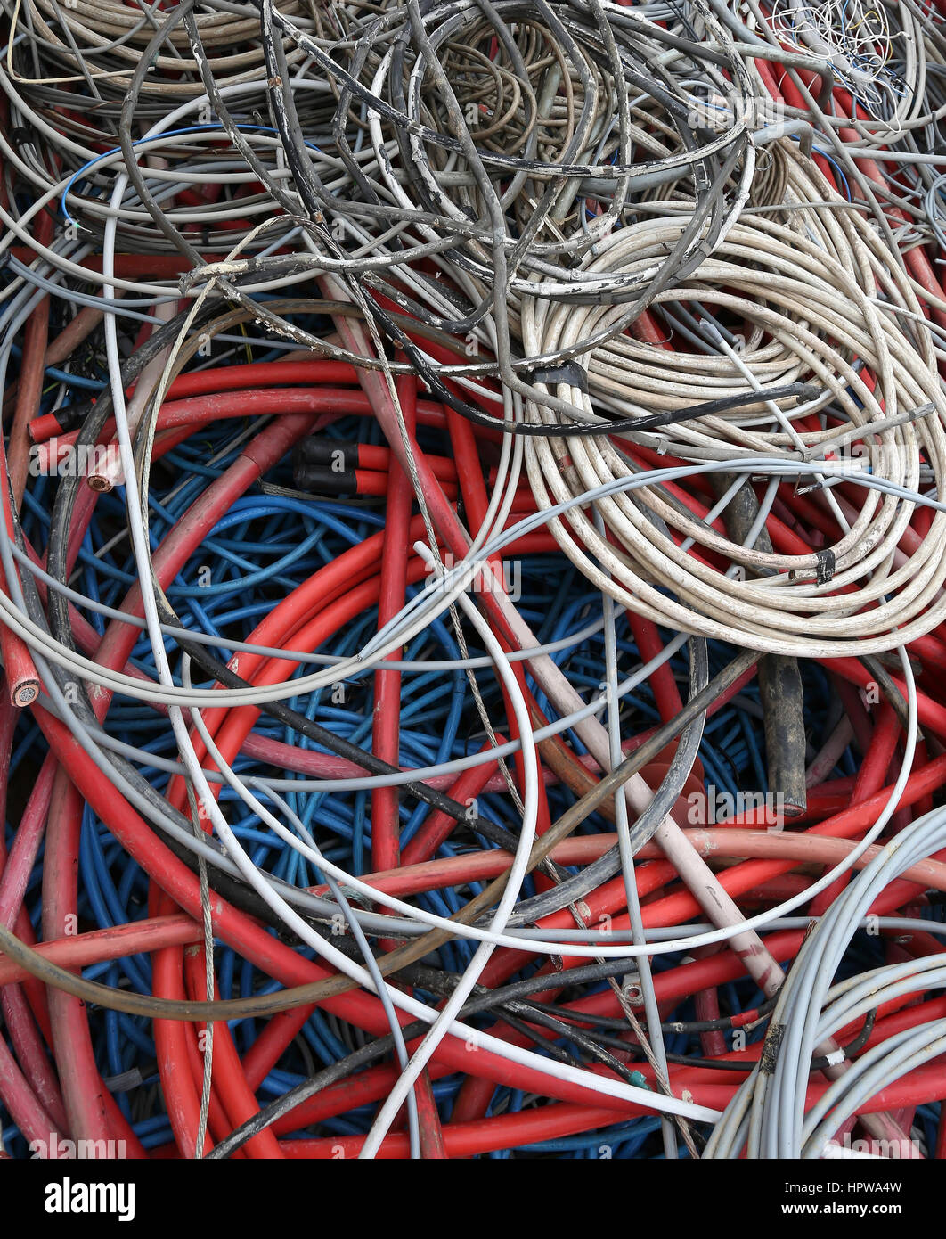 many electrical cables in a deposit of waste collection Center Stock ...
