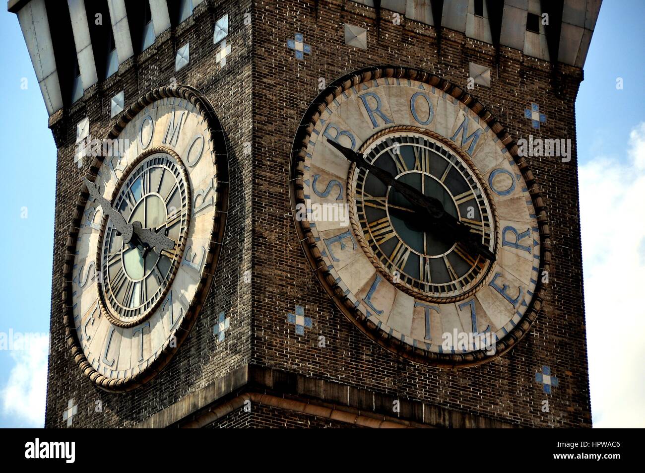 Baltimore, Maryland - July 23, 2013: Clockfaces of the 1911 Bromo ...