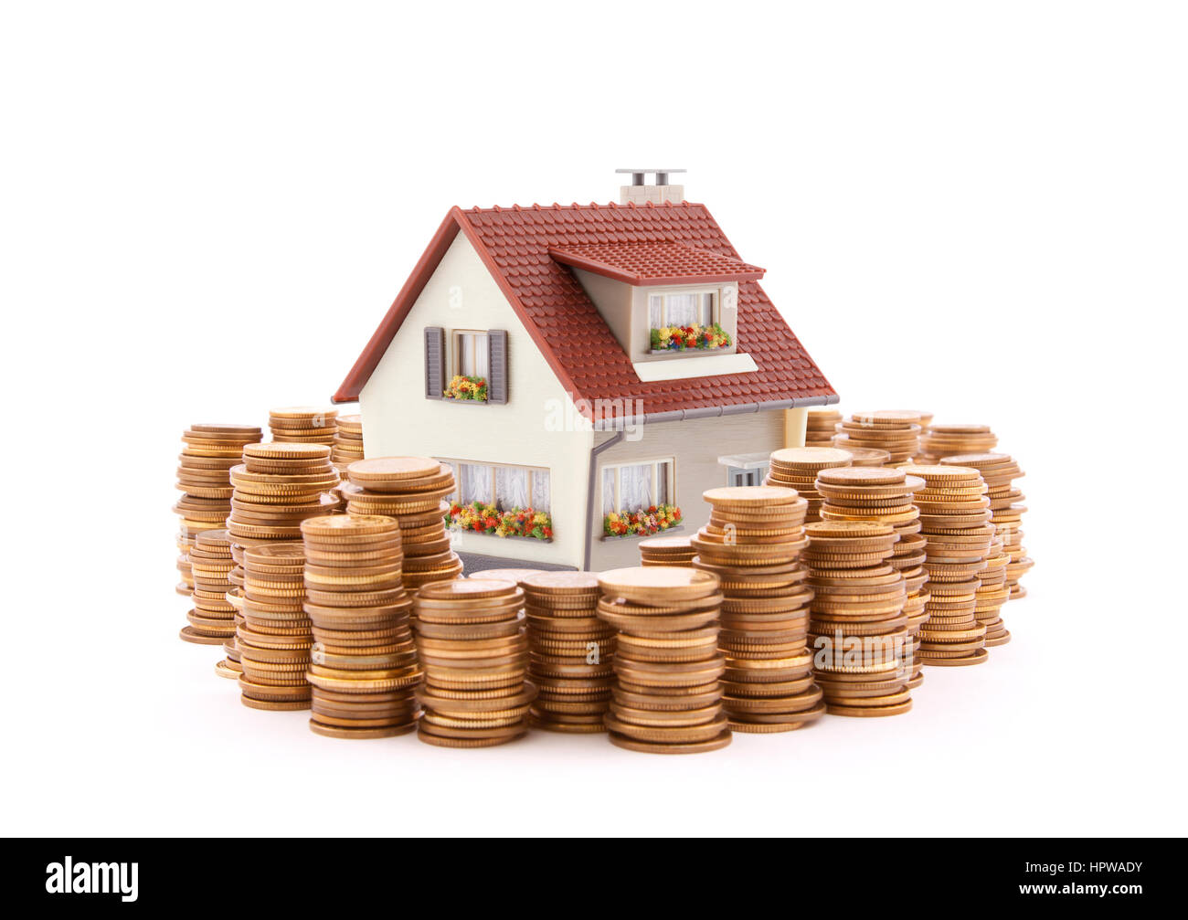 Coins stacks building hi-res stock photography and images - Alamy