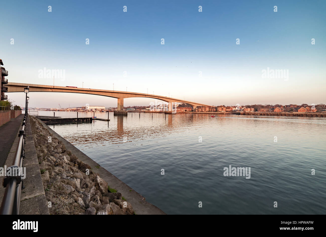 The Itchen Bridge by Ocean Village marina at Southampton Stock Photo ...