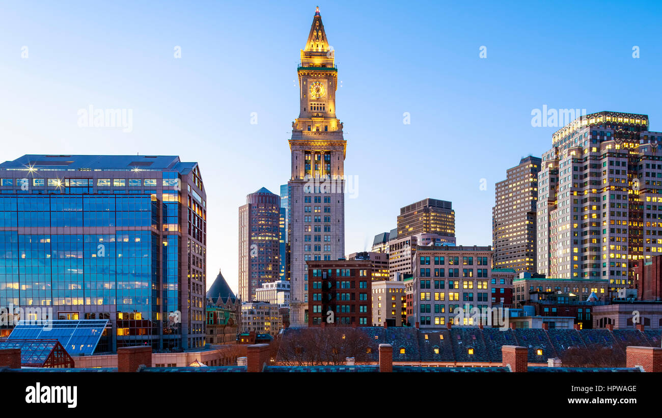 The architecture of Boston in Massachusetts, USA at sunrise Stock Photo ...