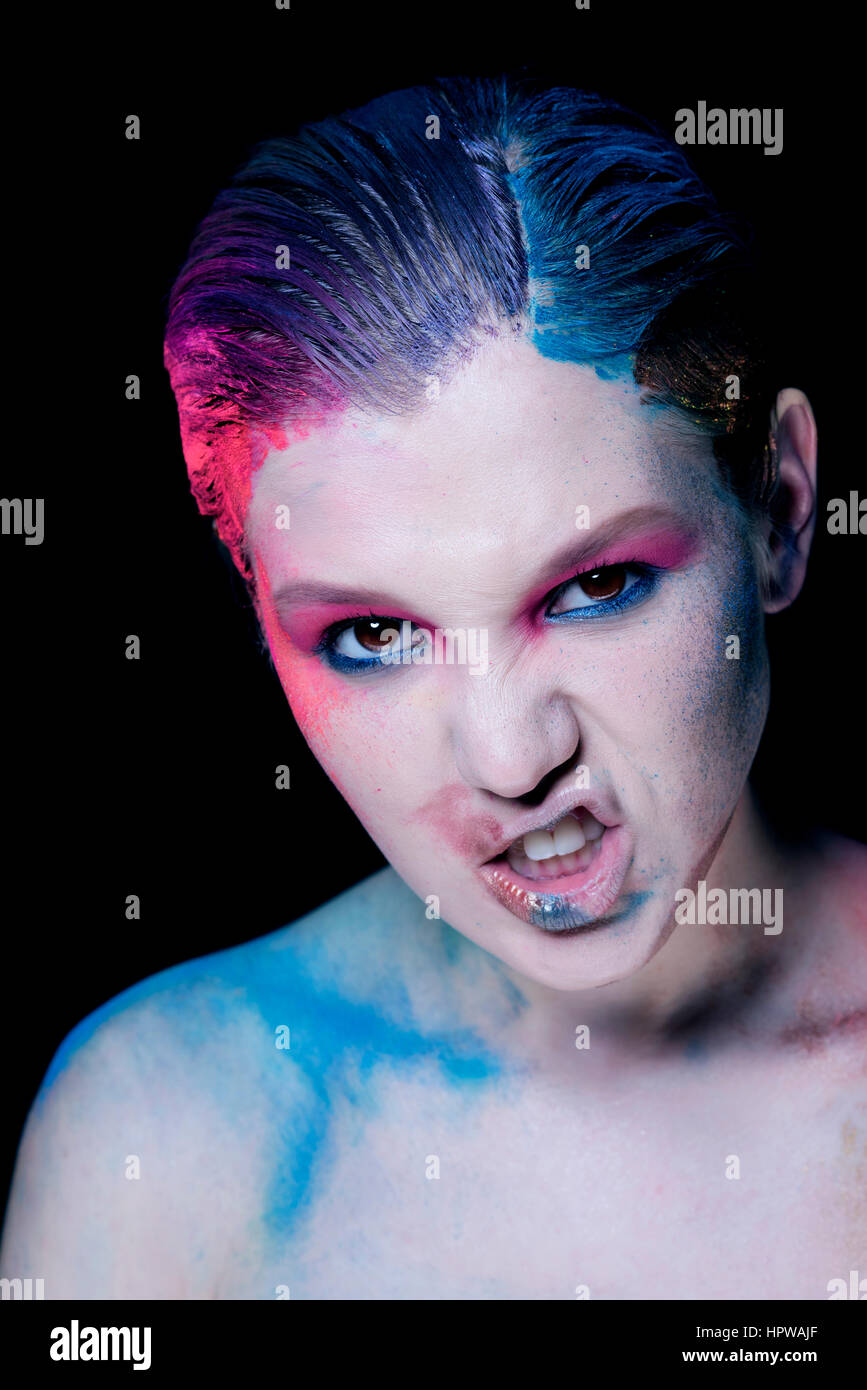 bright model with emotions Stock Photo - Alamy