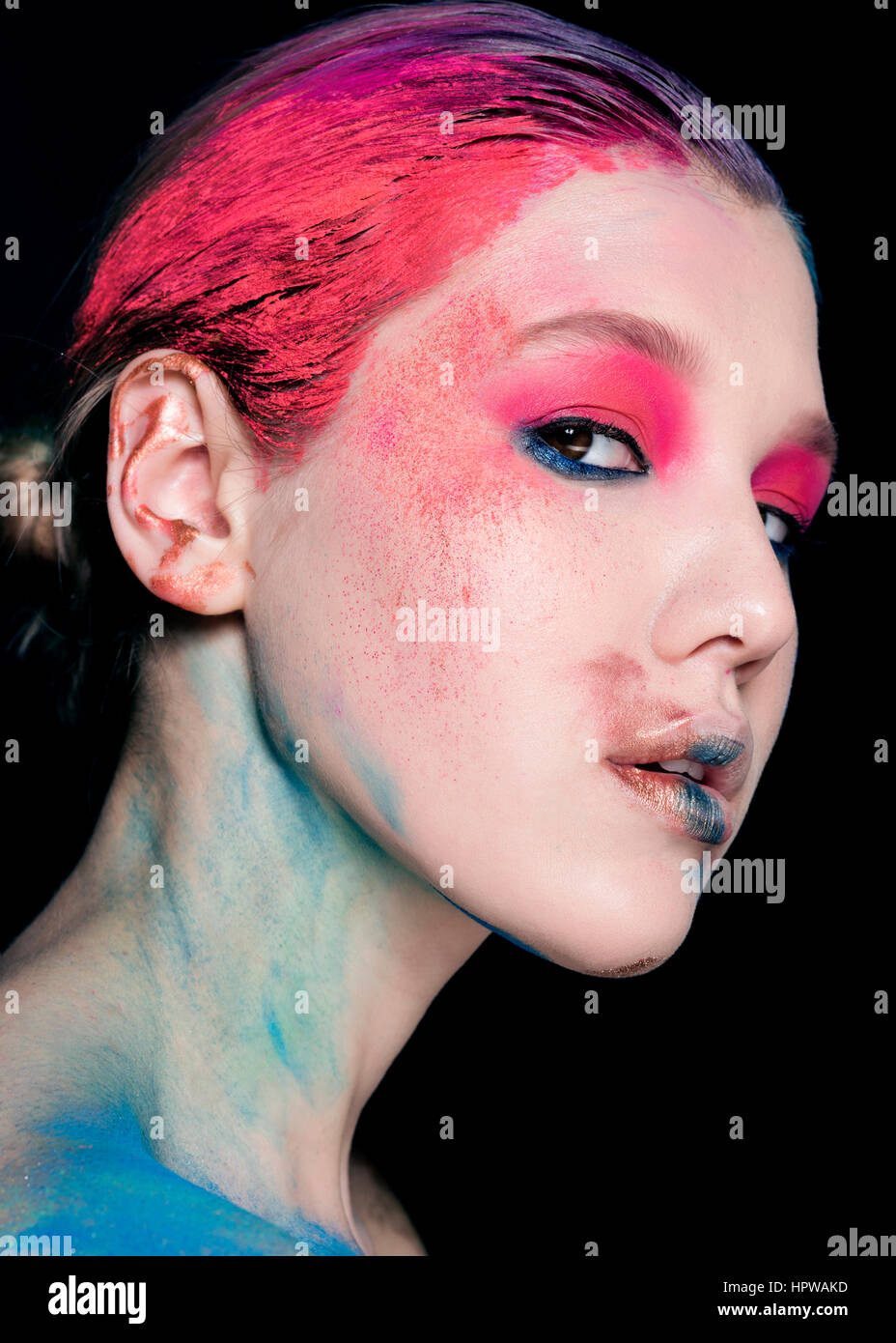 model with bright makeup Stock Photo - Alamy