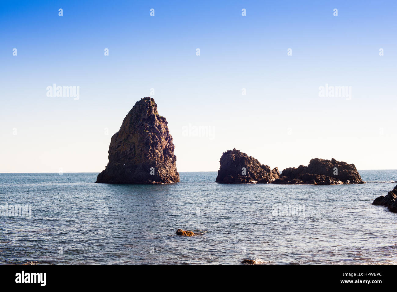 Famous the Islands of the Cyclops in Acitrezza in Sicily, Italy Stock ...