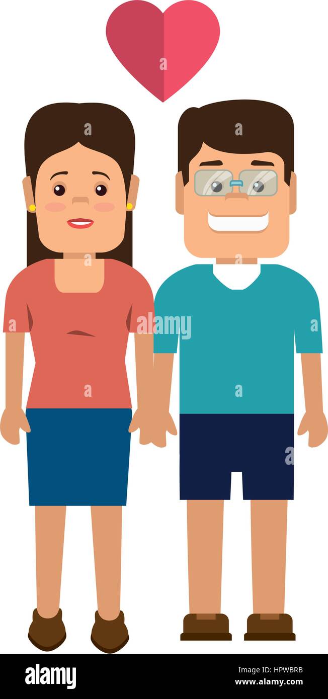 color silhouette with couple thinking in love Stock Vector Image & Art ...