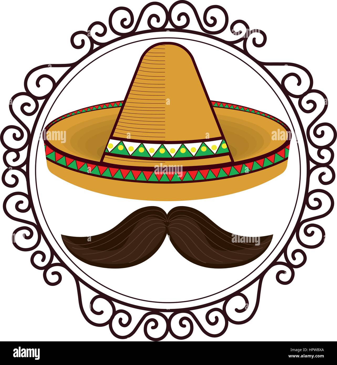 vintage border with hat and moustache mexican culture Stock Vector ...