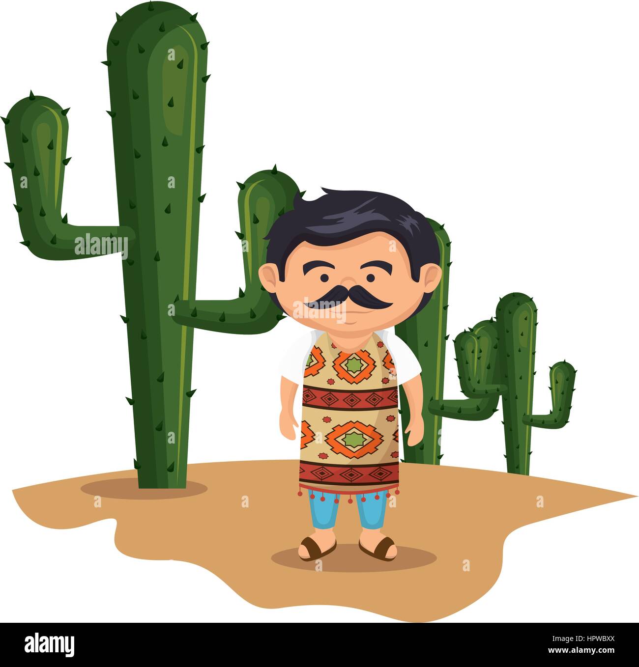 background Cactus with traditional mexican man Stock Vector Image & Art ...