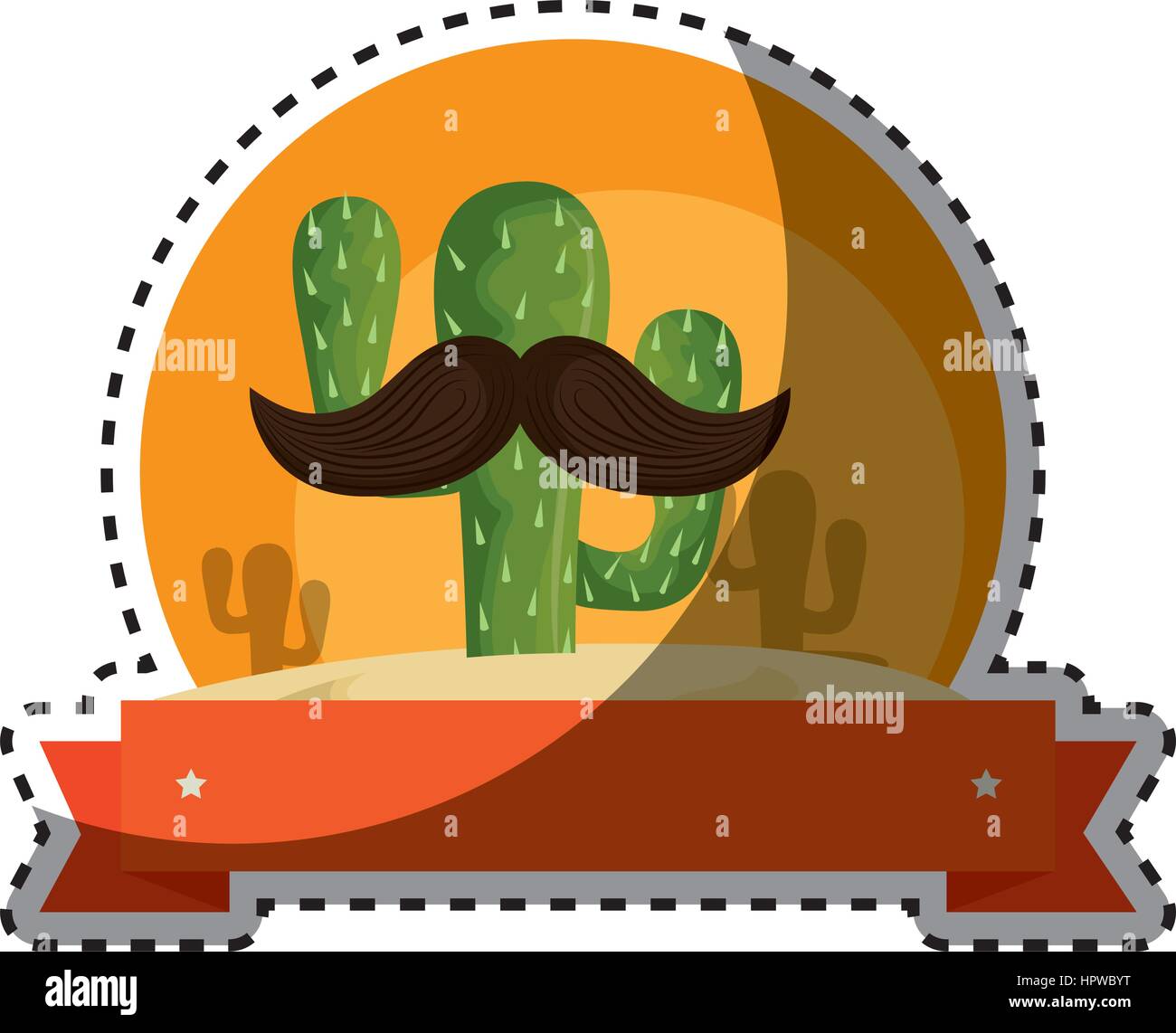 Sticker animated cartoon cactus mexican Stock Vector Images - Alamy